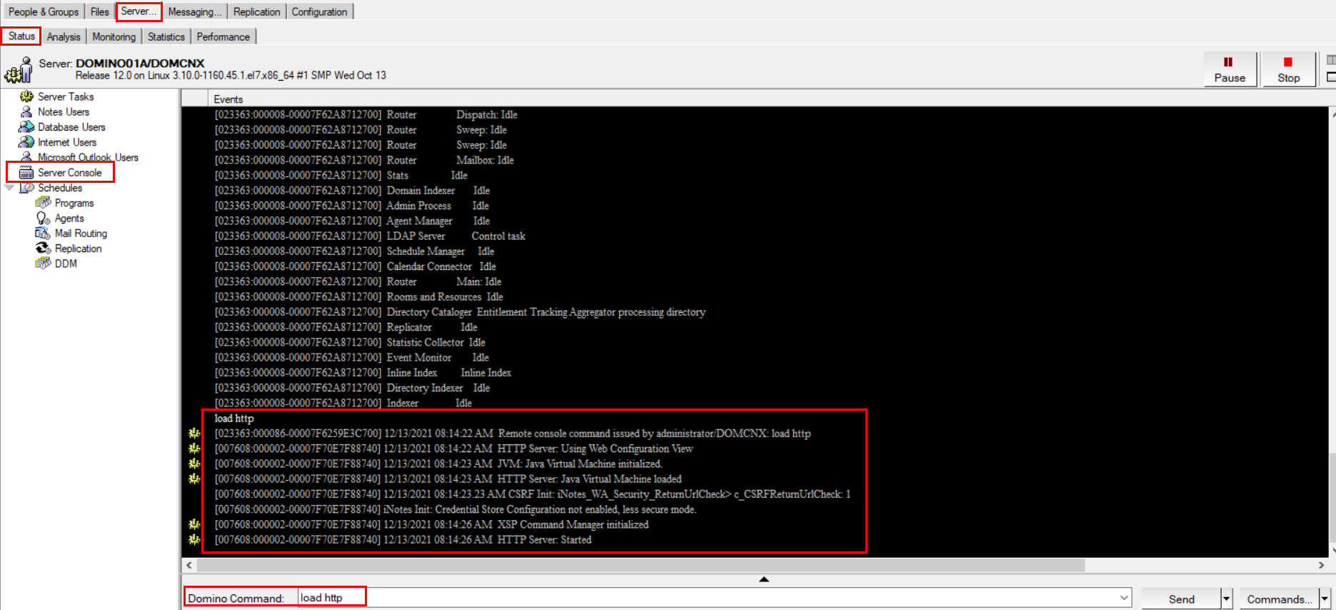 HCL Domino 12 Domino Server Tasks Connections domino fr